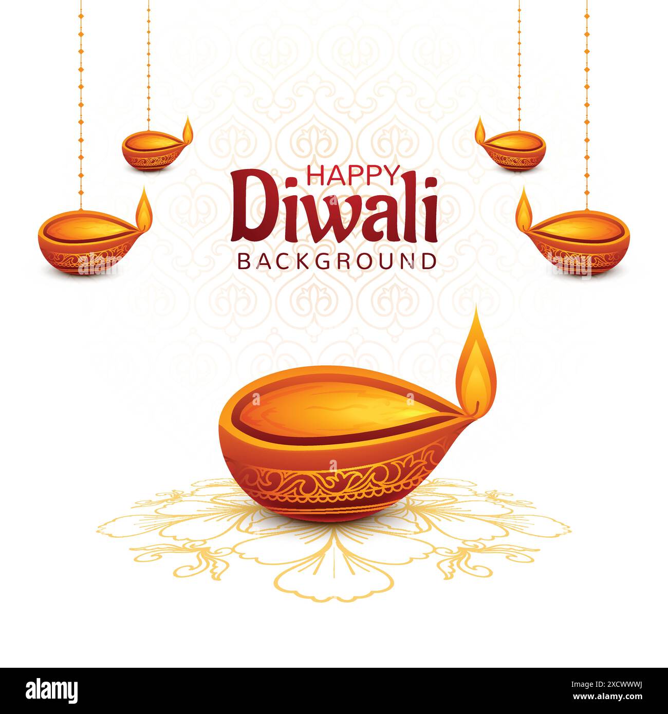 Happy diwali decorative hanging diya background Stock Vector Image ...