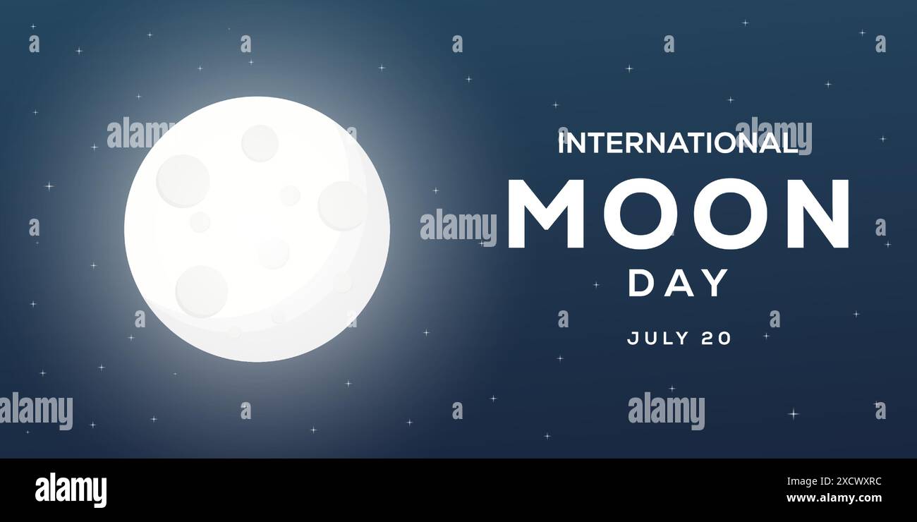 International Moon Day horizontal banner illustration Stock Vector ...