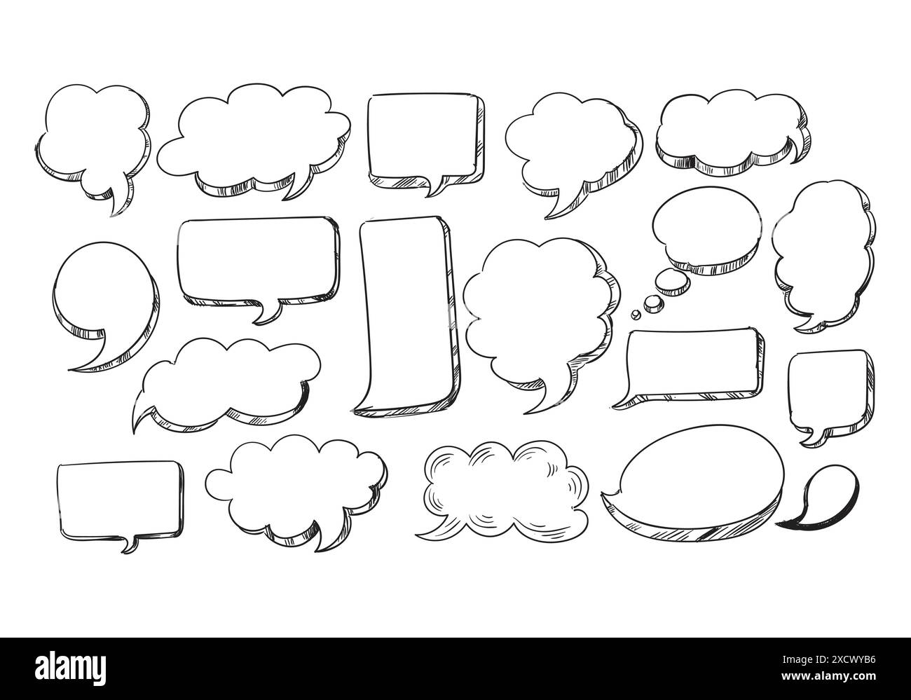 Hand drawn sketch speech bubble set design Stock Vector Image & Art - Alamy