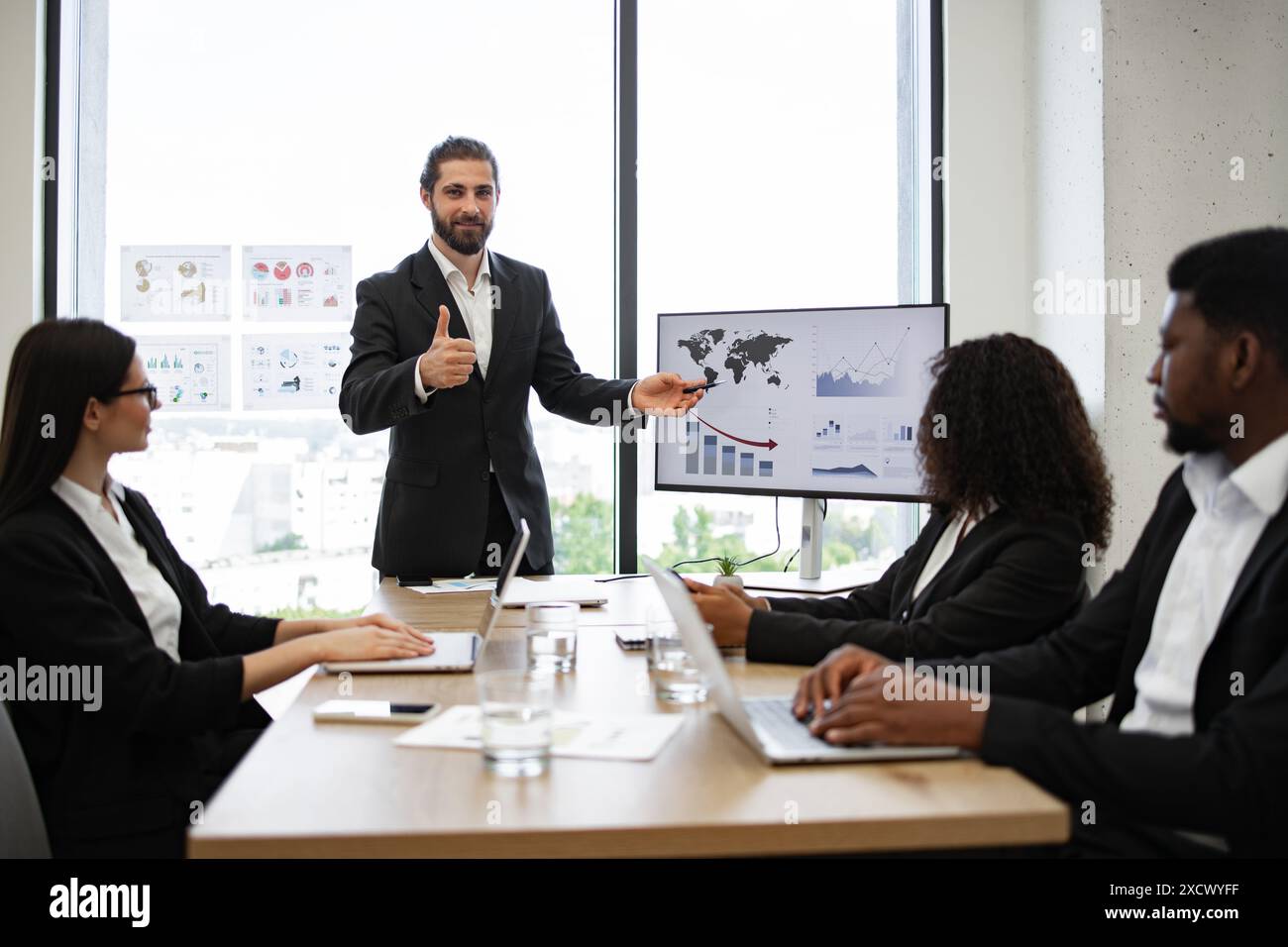 Portrait african american businessman charts hi-res stock photography ...