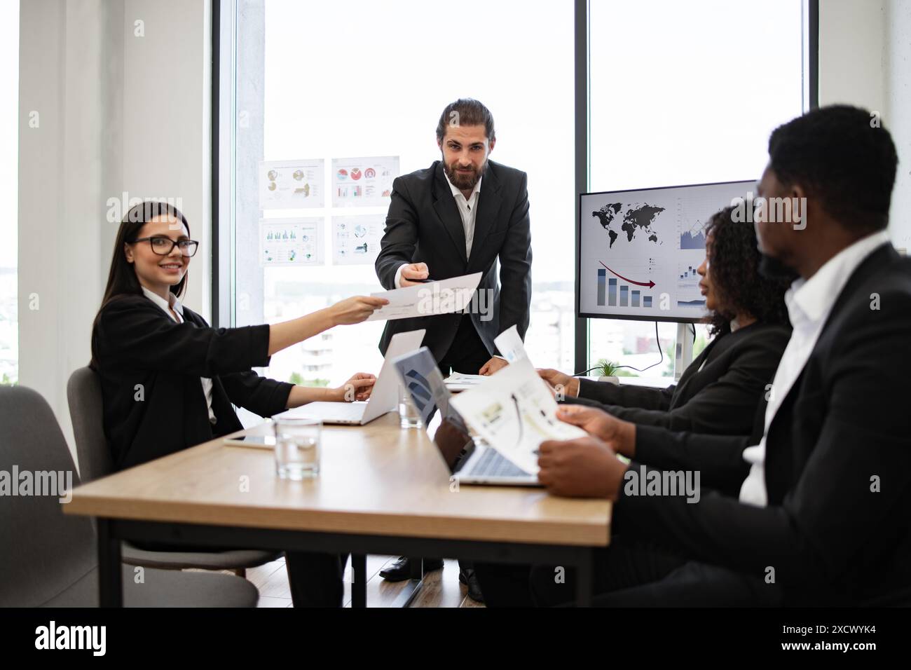 Portrait african american businessman charts hi-res stock photography ...