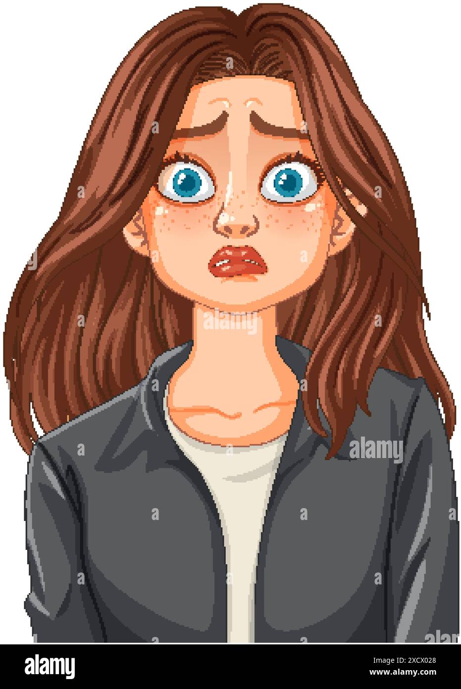 Illustration of a concerned woman with blue eyes Stock Vector Image ...