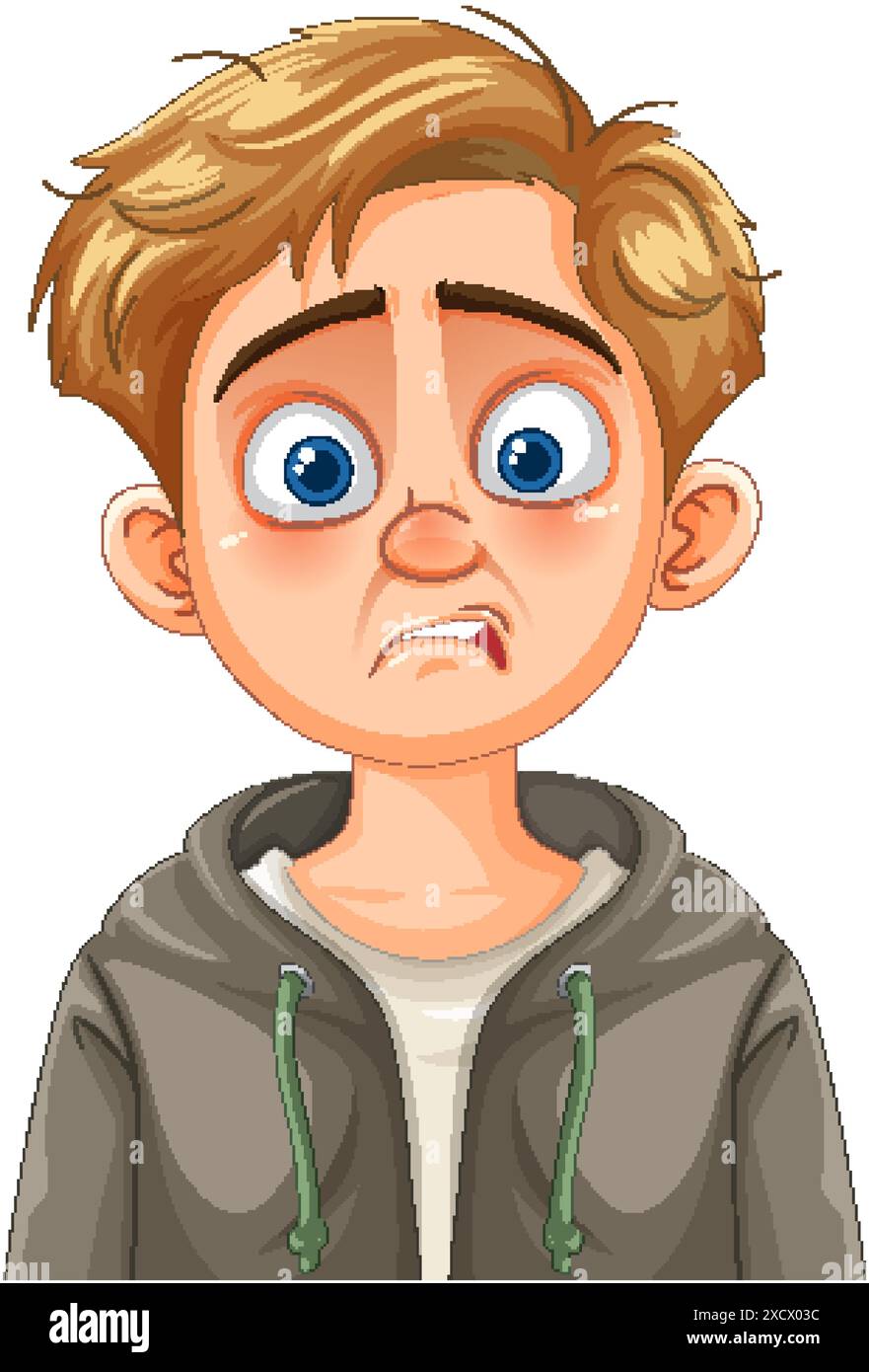 A boy showing a confused and sad expression Stock Vector Image & Art ...