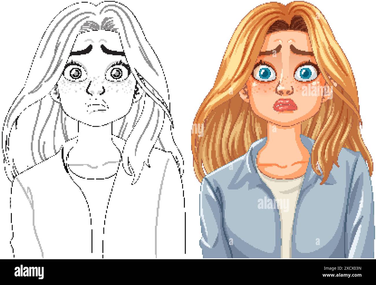 A concerned woman with wide eyes and open mouth Stock Vector Image ...