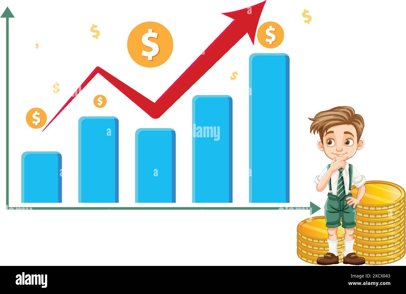 Illustration of financial growth with bar chart Stock Vector Image ...