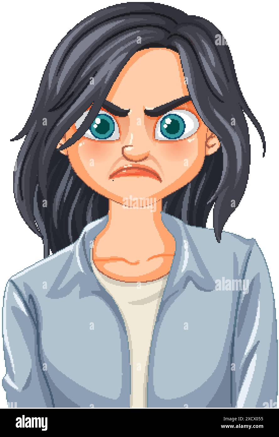 Illustration of an angry woman with dark hair Stock Vector Image & Art ...