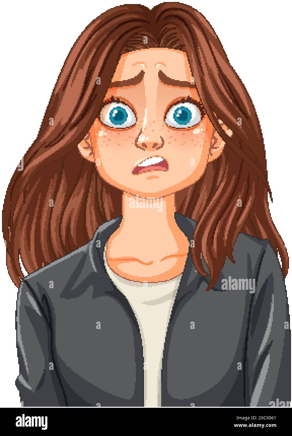 Illustration of a concerned woman with wide eyes Stock Vector Image ...