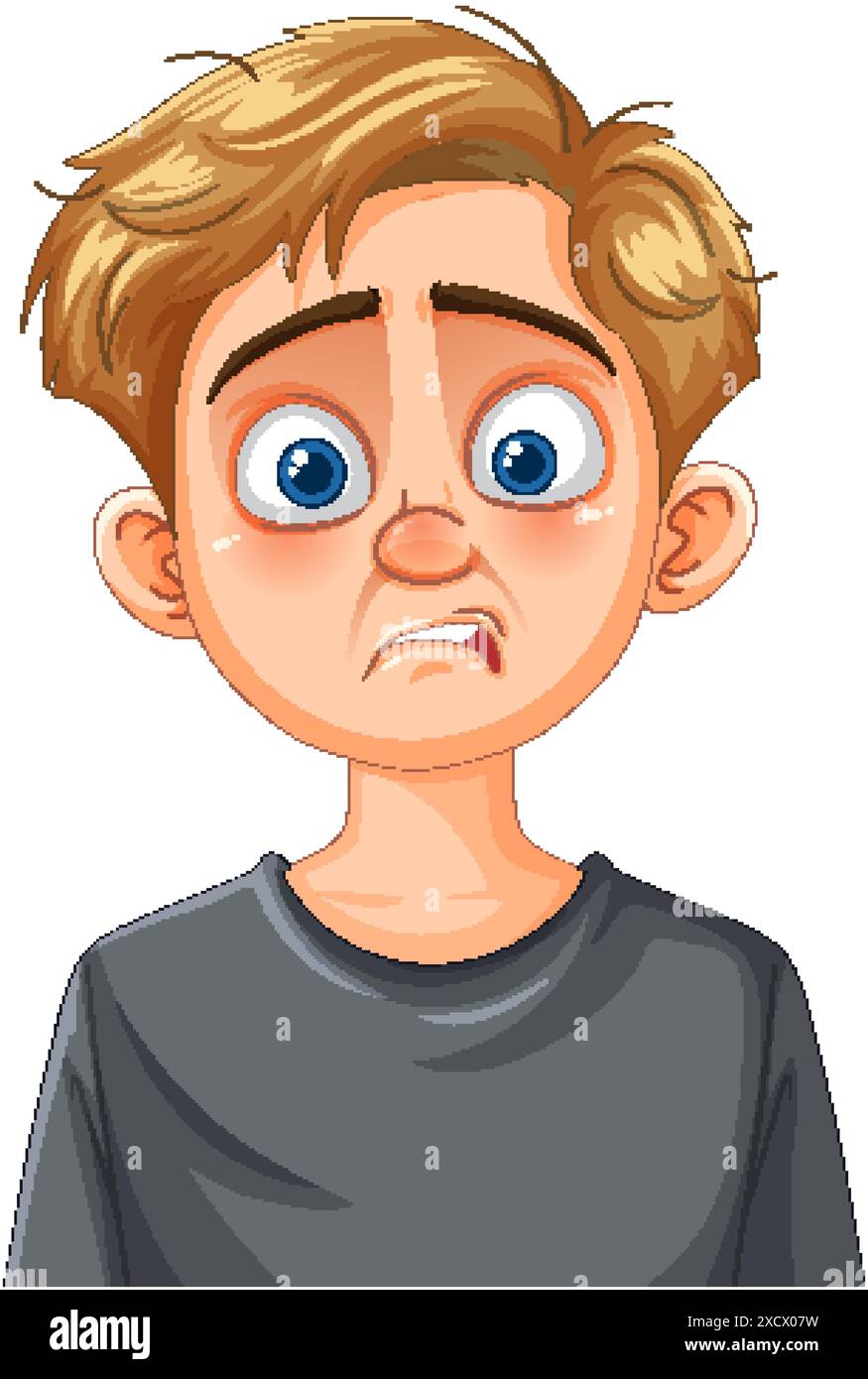 A boy showing a confused, sad face Stock Vector Image & Art - Alamy