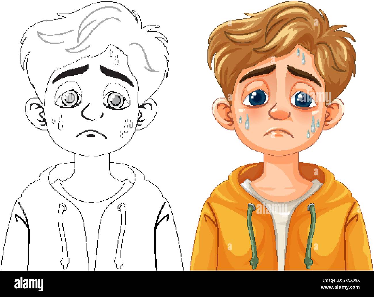 Illustration of a sad boy sweating Stock Vector Image & Art - Alamy