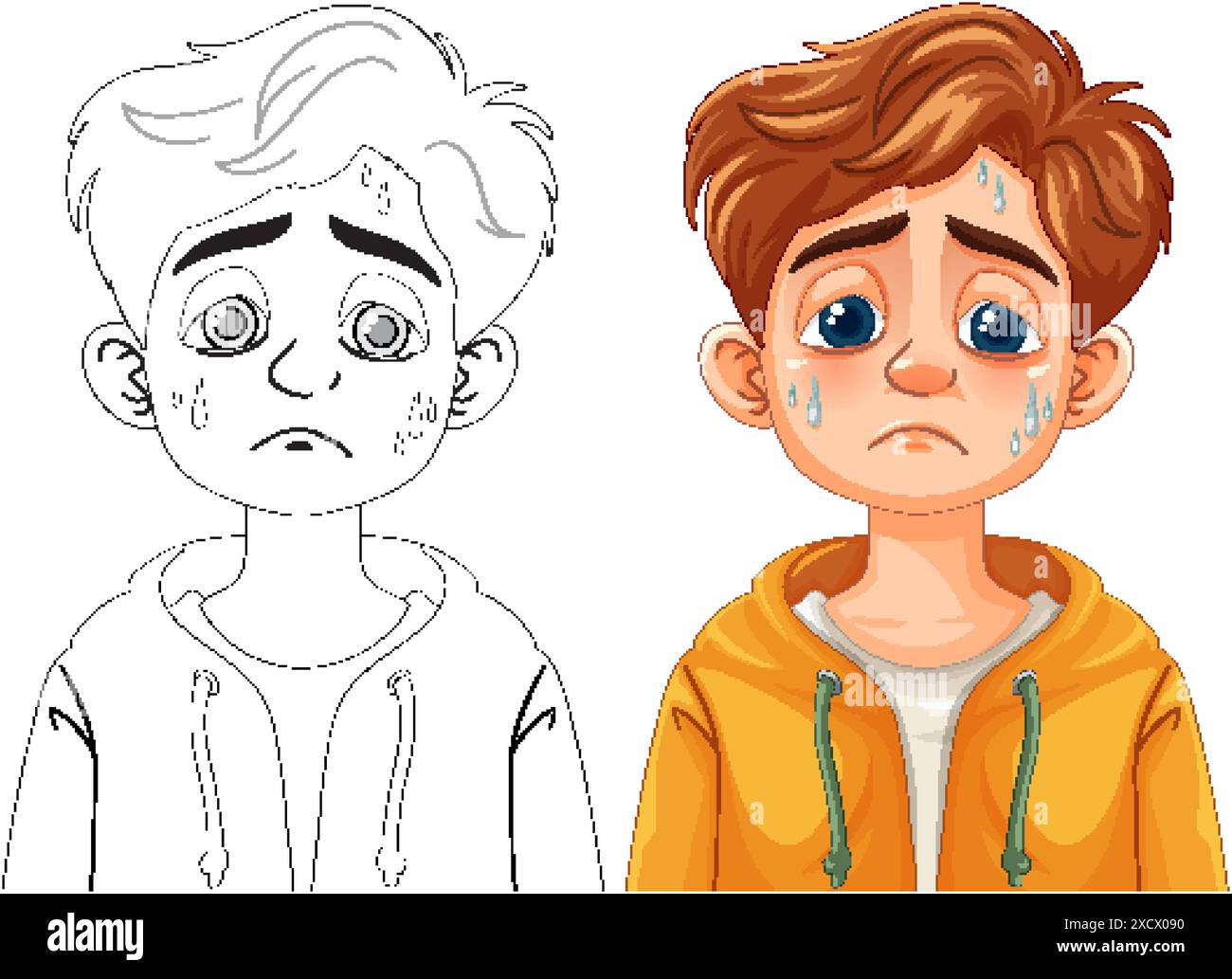 Illustration of a sad boy sweating Stock Vector Image & Art - Alamy