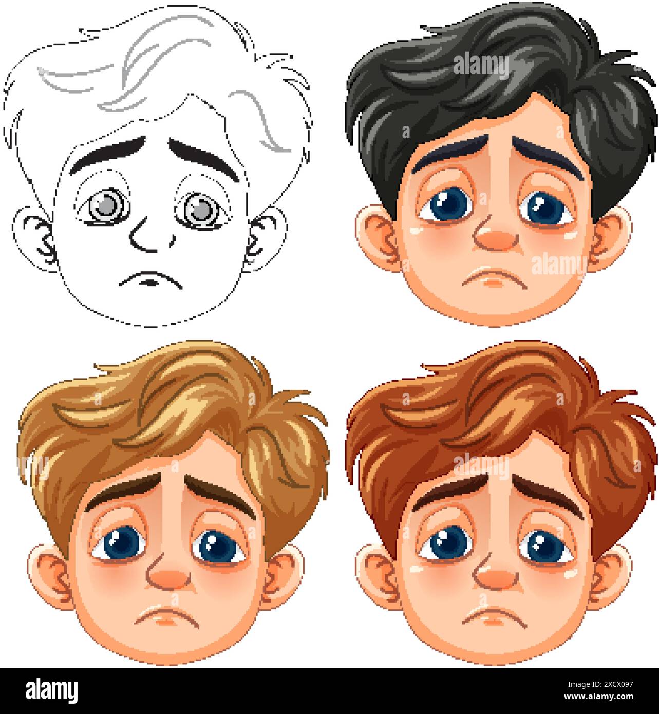 Black child sad face Stock Vector Images - Alamy