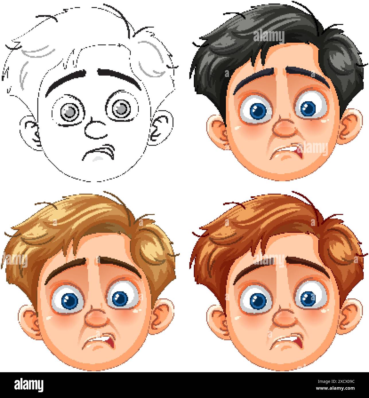 Four variations of a worried face Stock Vector Image & Art - Alamy