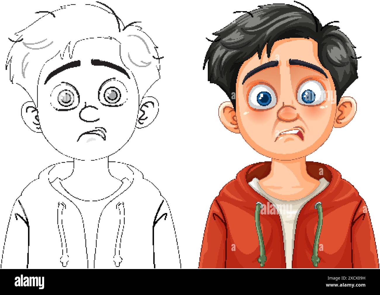 Illustration of a boy with a worried expression Stock Vector Image ...