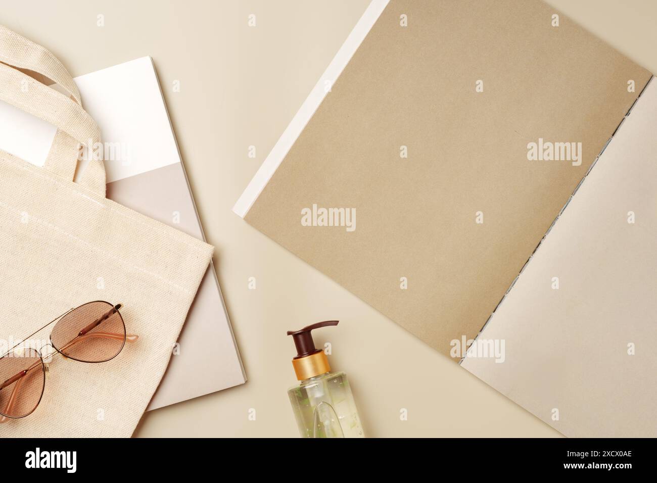 Stack of paper and fabric bag, blank objects for placing your design ...