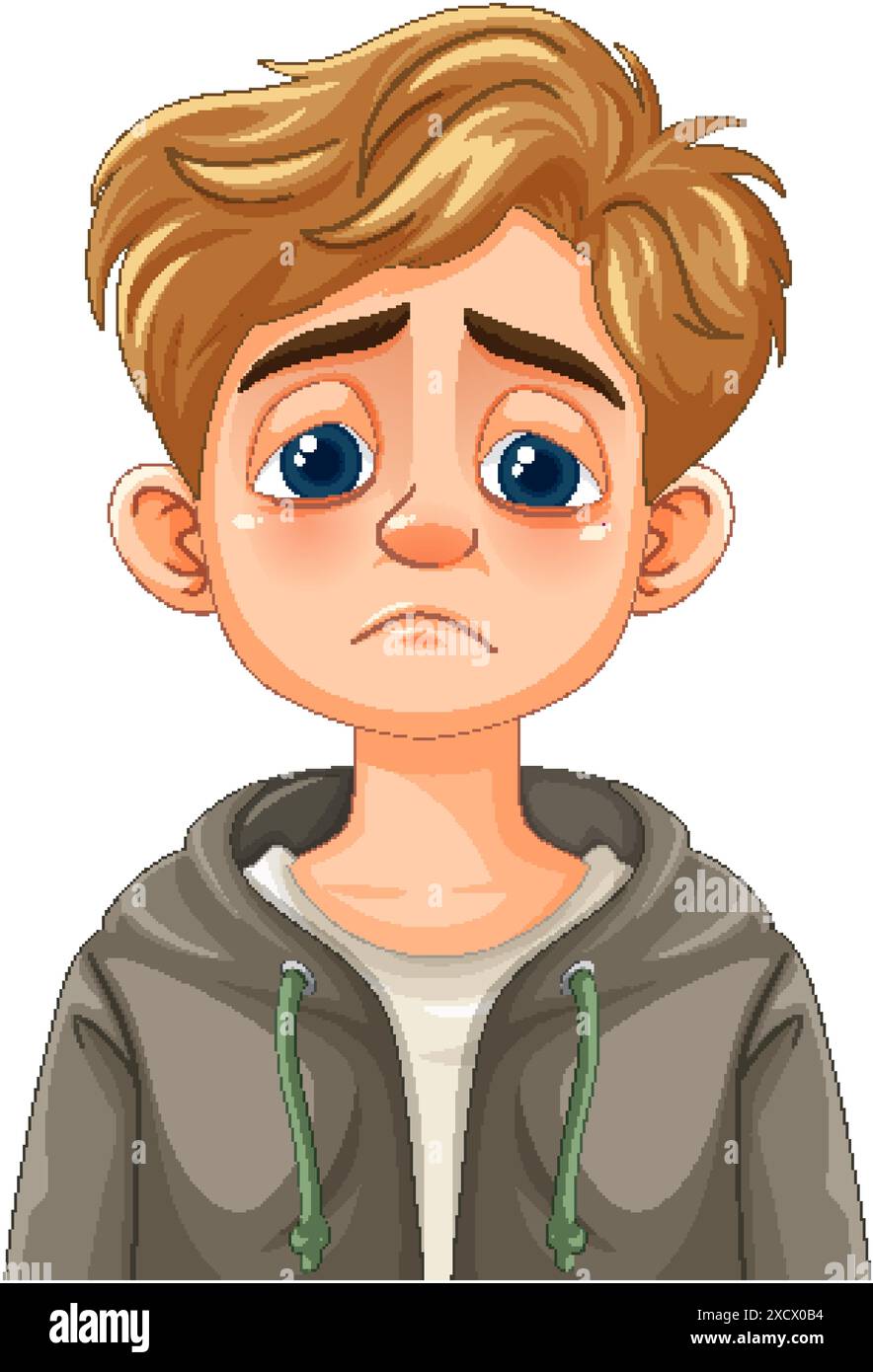 A young boy with a sad expression Stock Vector Image & Art - Alamy