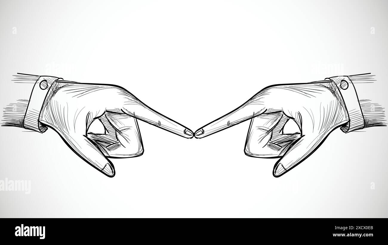 Hand drawn art sketch with hand touch woman's concept Stock Vector ...