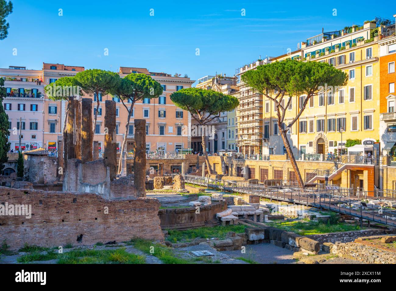 A view of the ancient Roman ruins at Argentina Tower Square, Italian ...