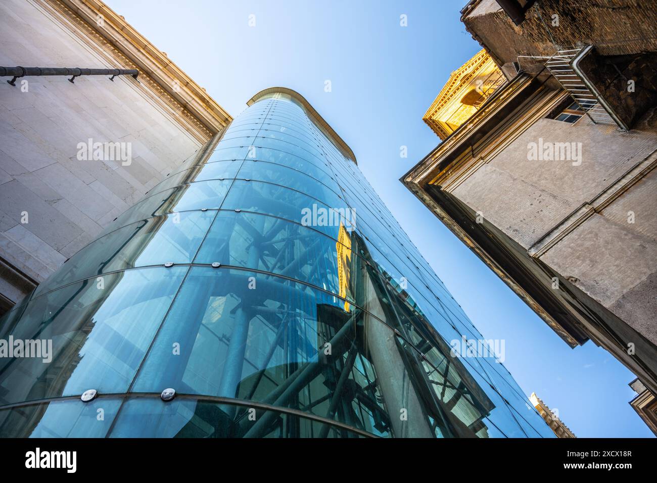A glass-enclosed panoramic lift at the Victor Emmanuel II National ...