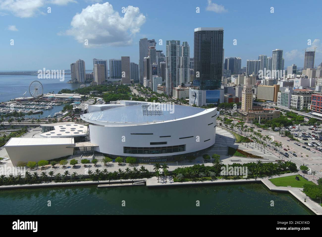 A general overall aerial view of the Kaseya Center, Friday, Aug. 11 ...