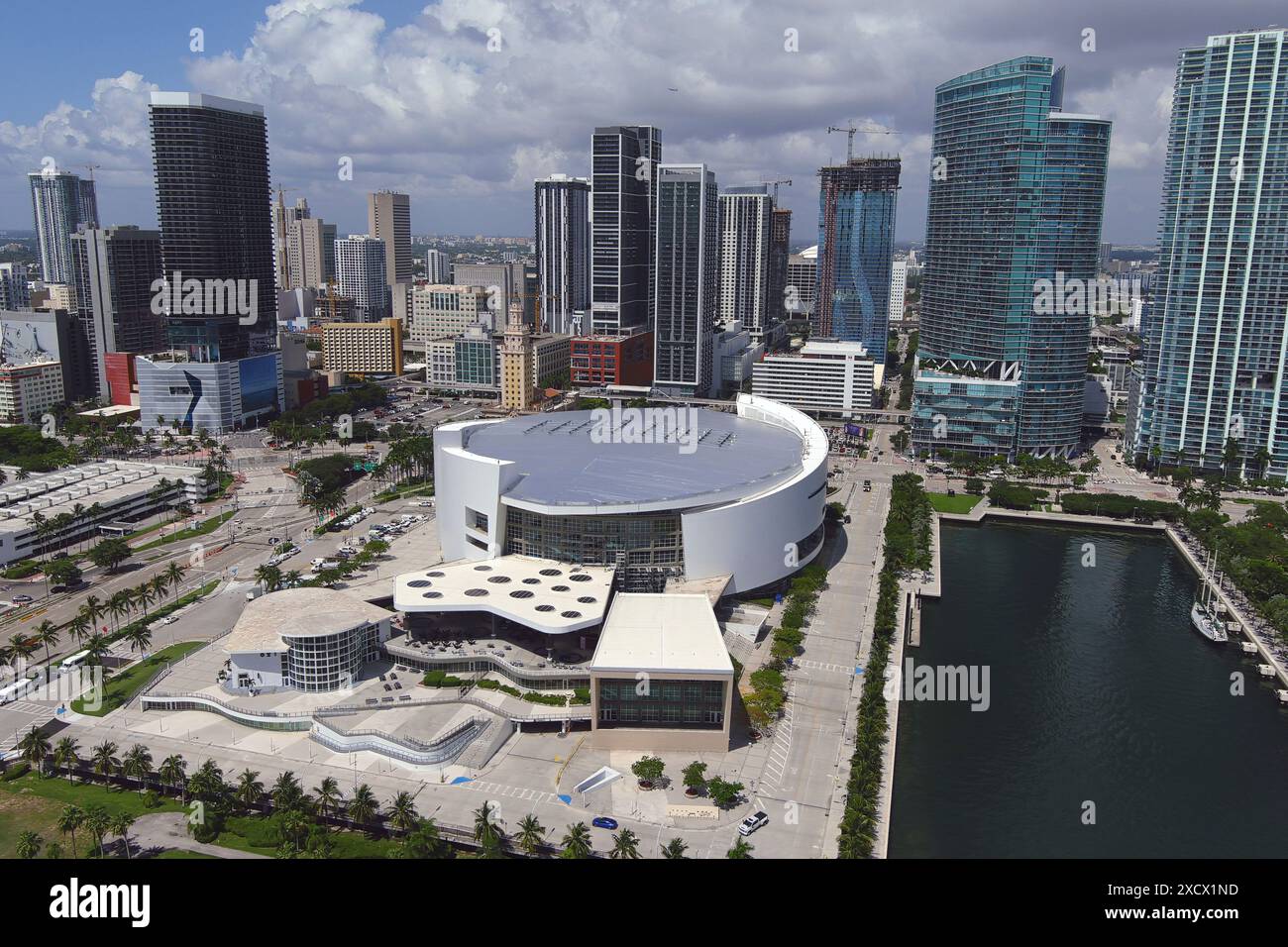 A general overall aerial view of the Kaseya Center, Friday, Aug. 11 ...