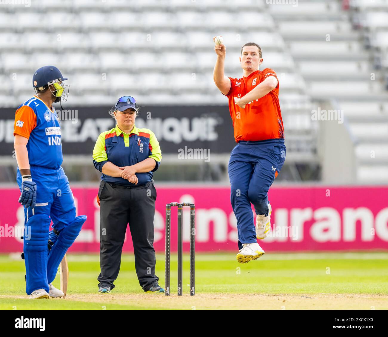 Jimmy Dixon bowing for England in the England Deaf Cricket Summer ...