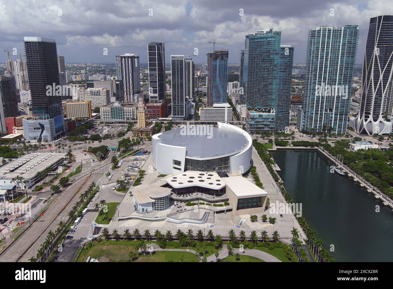 A general overall aerial view of the Kaseya Center, Friday, Aug. 11 ...