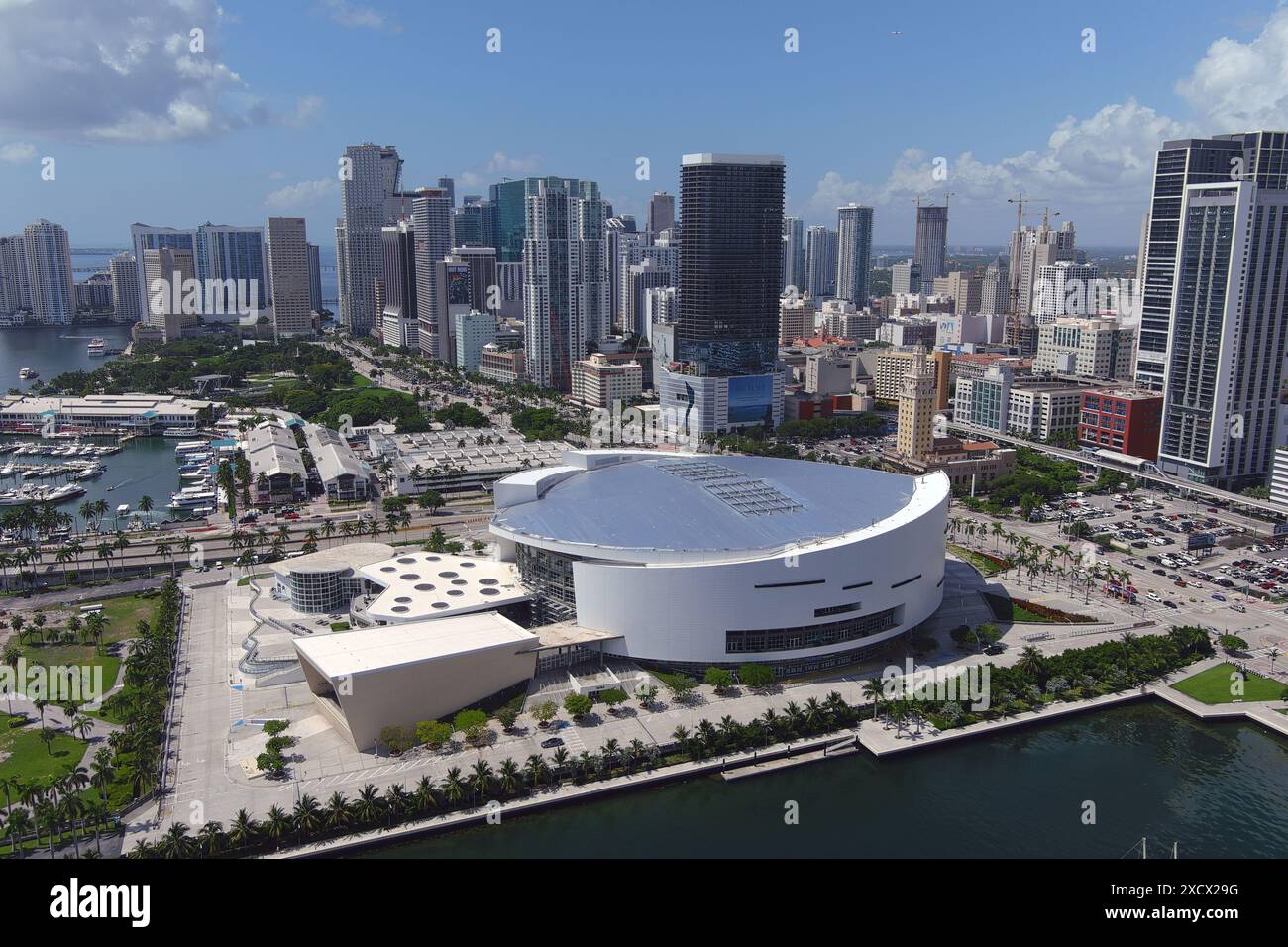 A general overall aerial view of the Kaseya Center, Friday, Aug. 11 ...