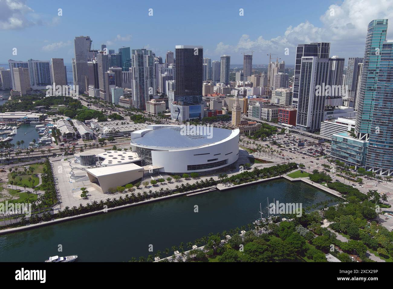 A general overall aerial view of the Kaseya Center, Friday, Aug. 11 ...