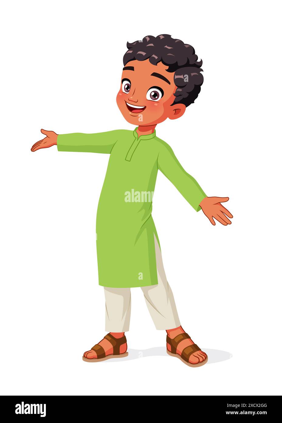 Indian boy greeting with wide open arms. Cartoon vector illustration ...