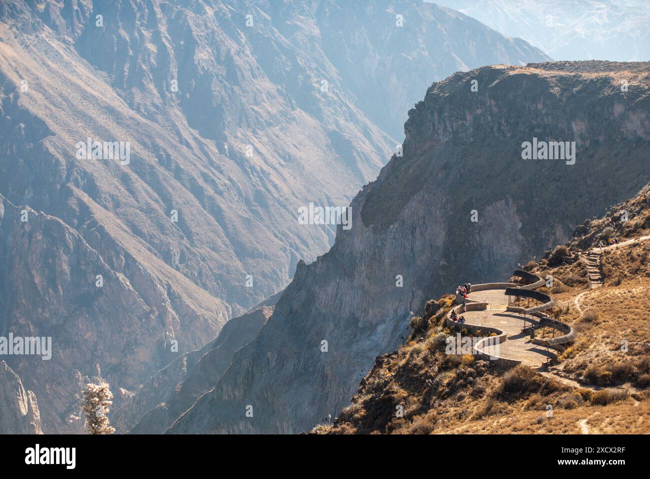 Cruz del Condor observation point in Colca river canyon in Peru Stock ...