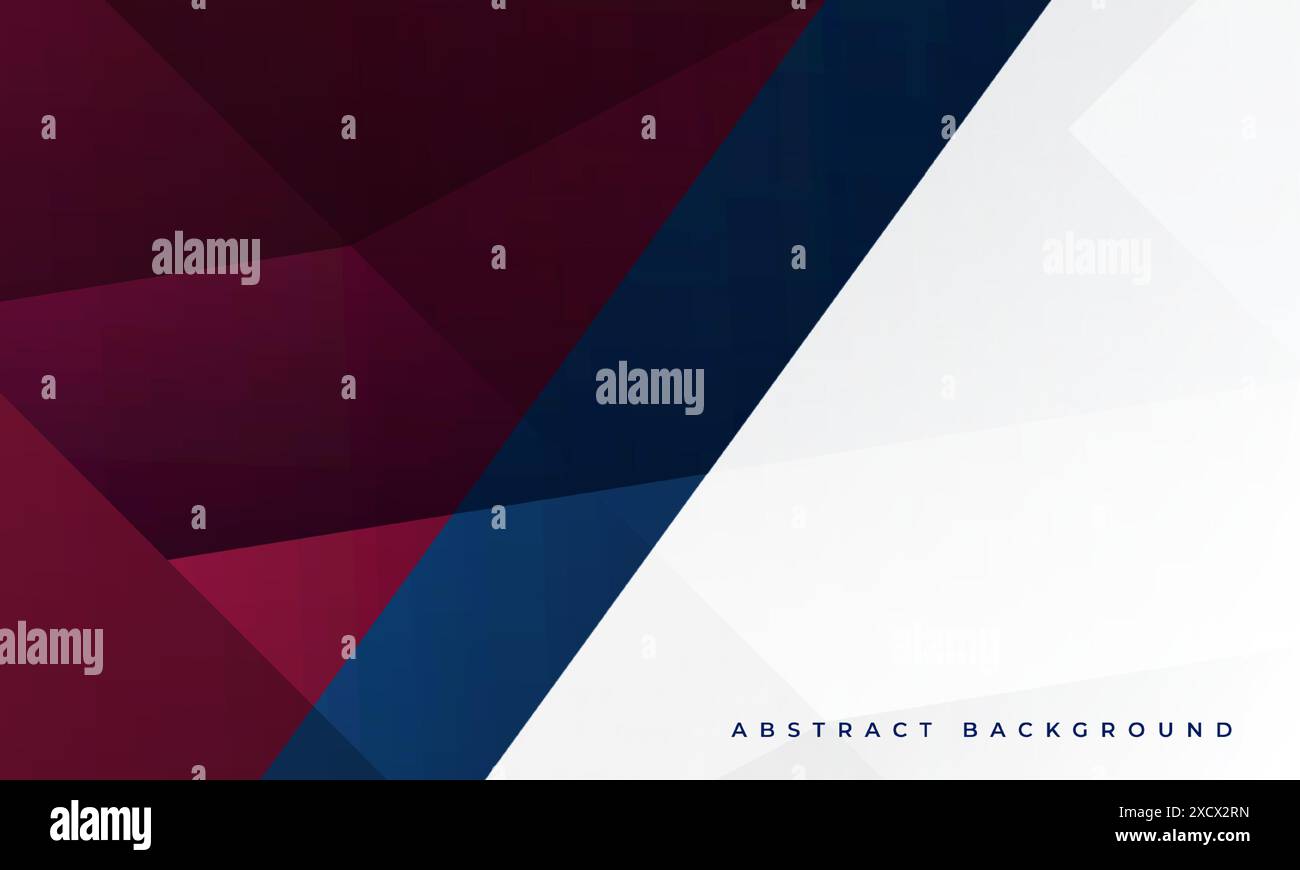 Dark red white and blue modern abstract background with 3D geometric ...
