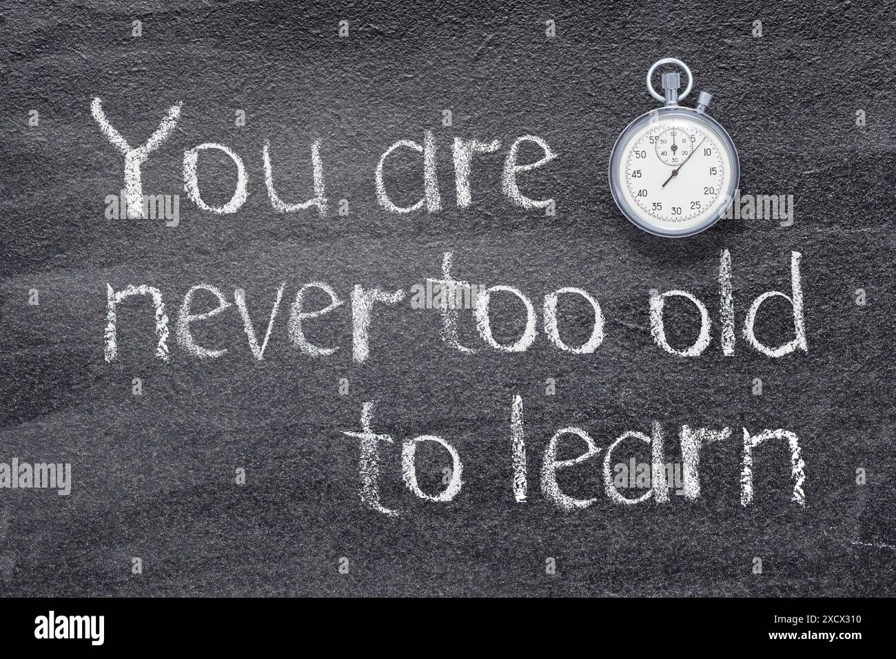 You are never too old to learn proverb written on chalkboard with ...