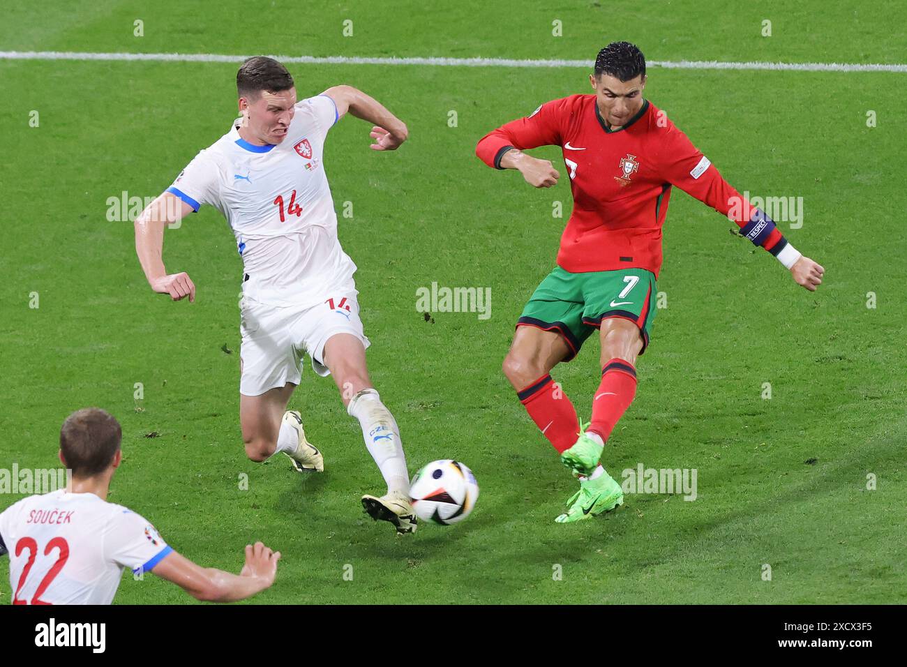 Cristiano Ronaldo of Portugal and Lukas Provod of Czech Republic during ...