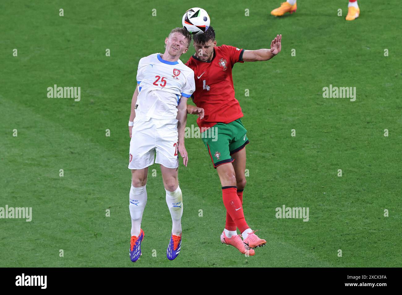 Pavel Sulc of Czech Republic and Ruben Dias of Portugal during the UEFA ...