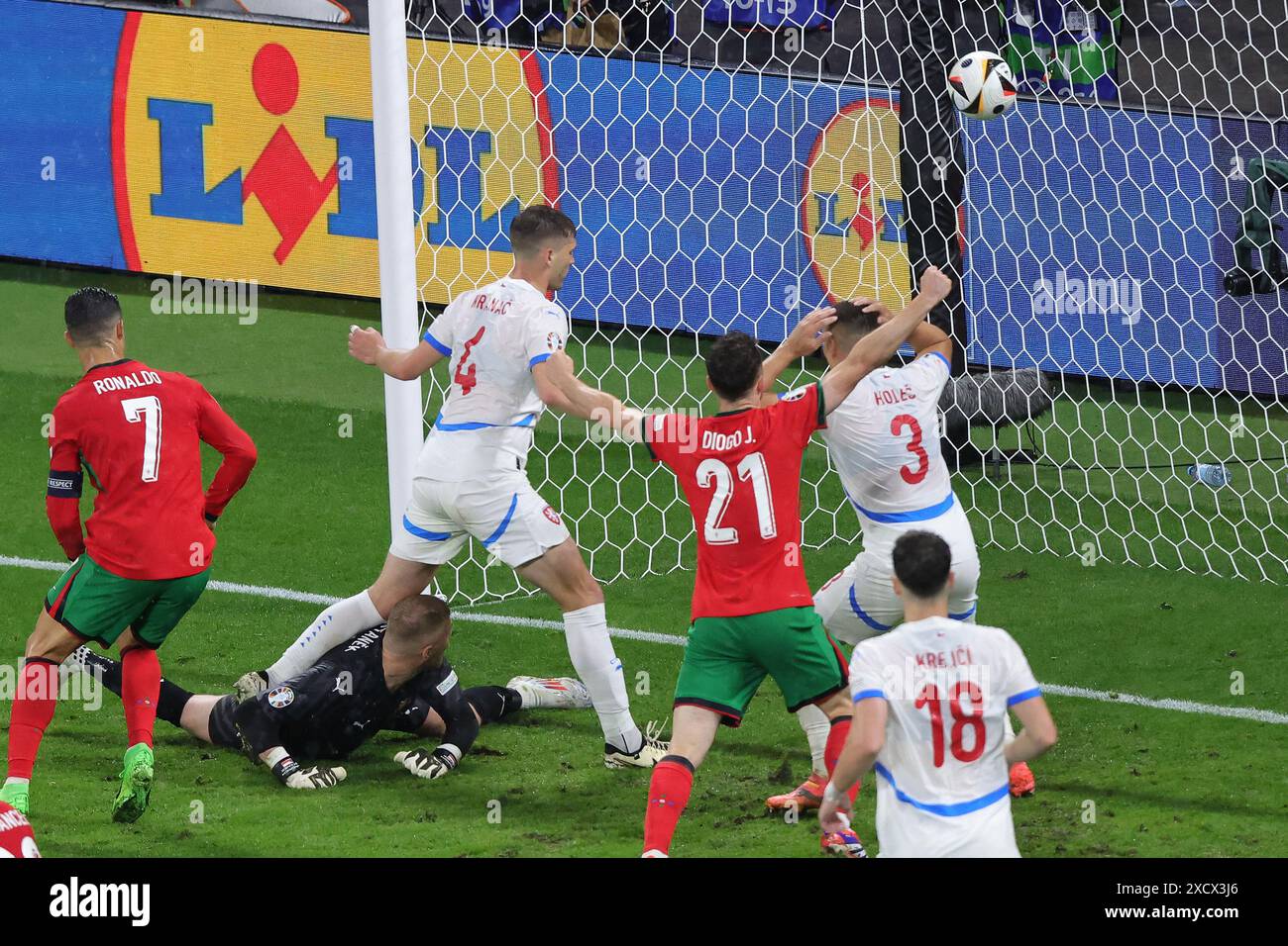 Robin Hranac of Czech Republic and Goalkeeper Jindrich Stanek of Czech ...