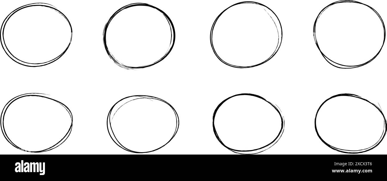 Hand drawn grange circle line sketch set. Vector circular scribble ...