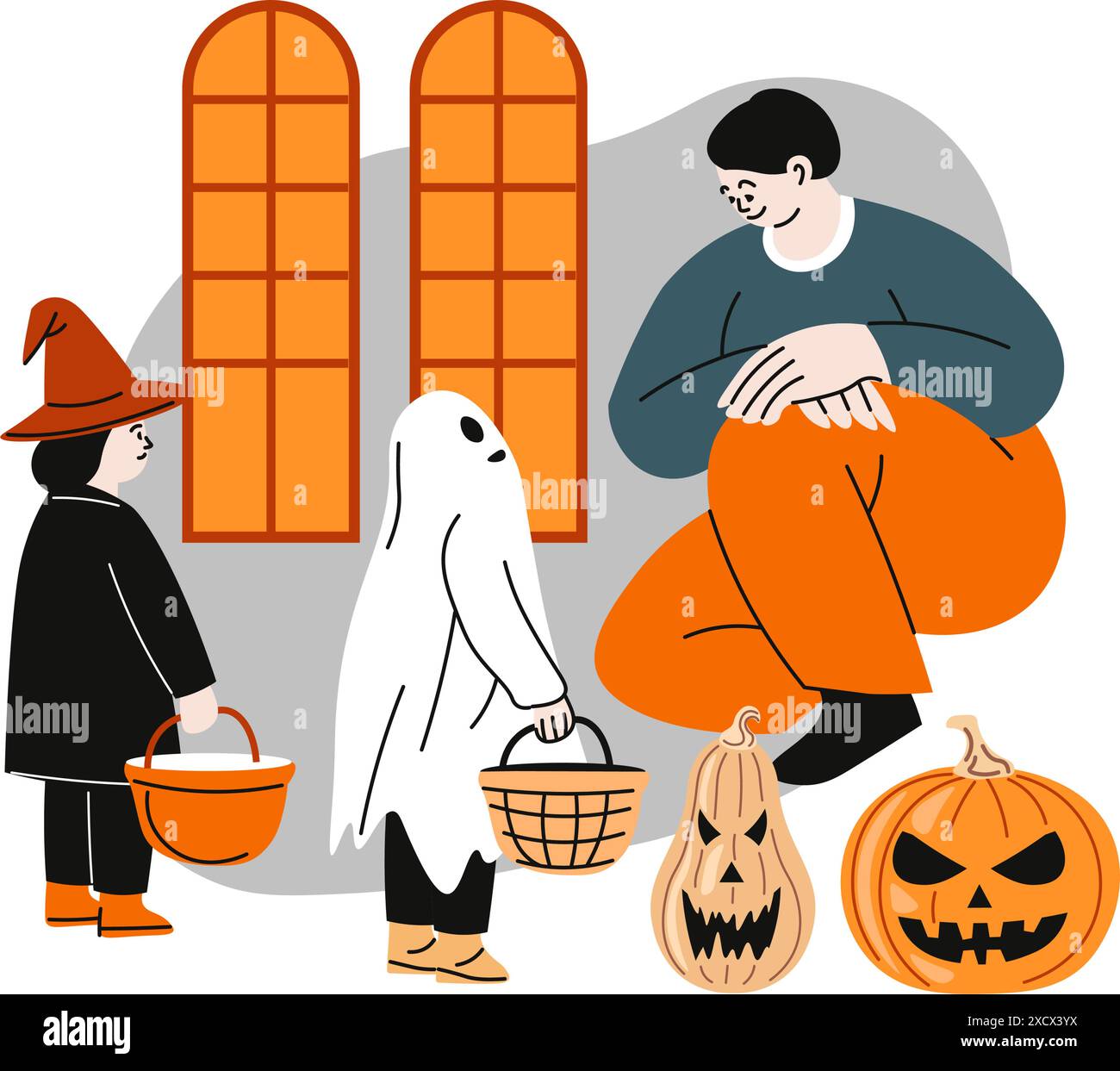 Kids Trick or Treating vector Stock Vector Image & Art - Alamy