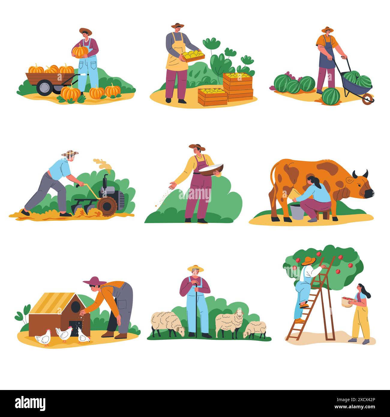 Farmers Harvesting Crops Illustration vector Stock Vector Image & Art - Alamy