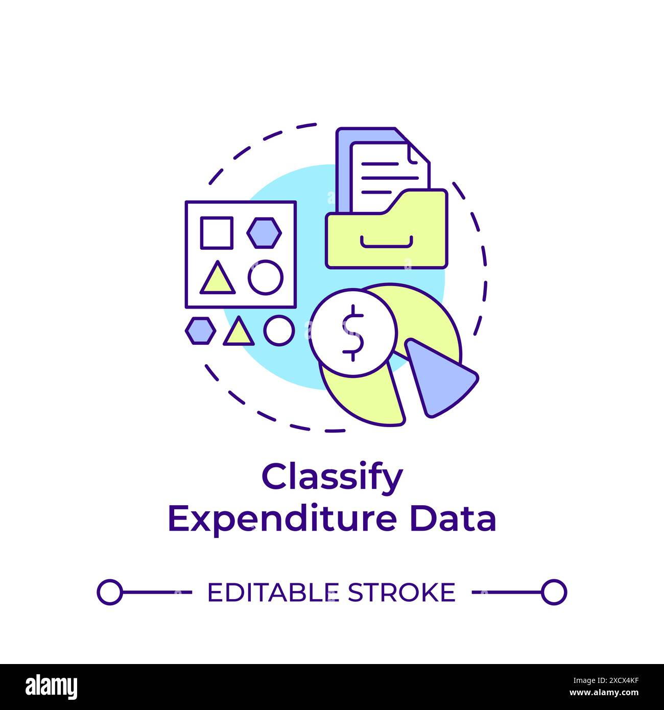 Classify expenditure data multi color concept icon Stock Vector Image ...