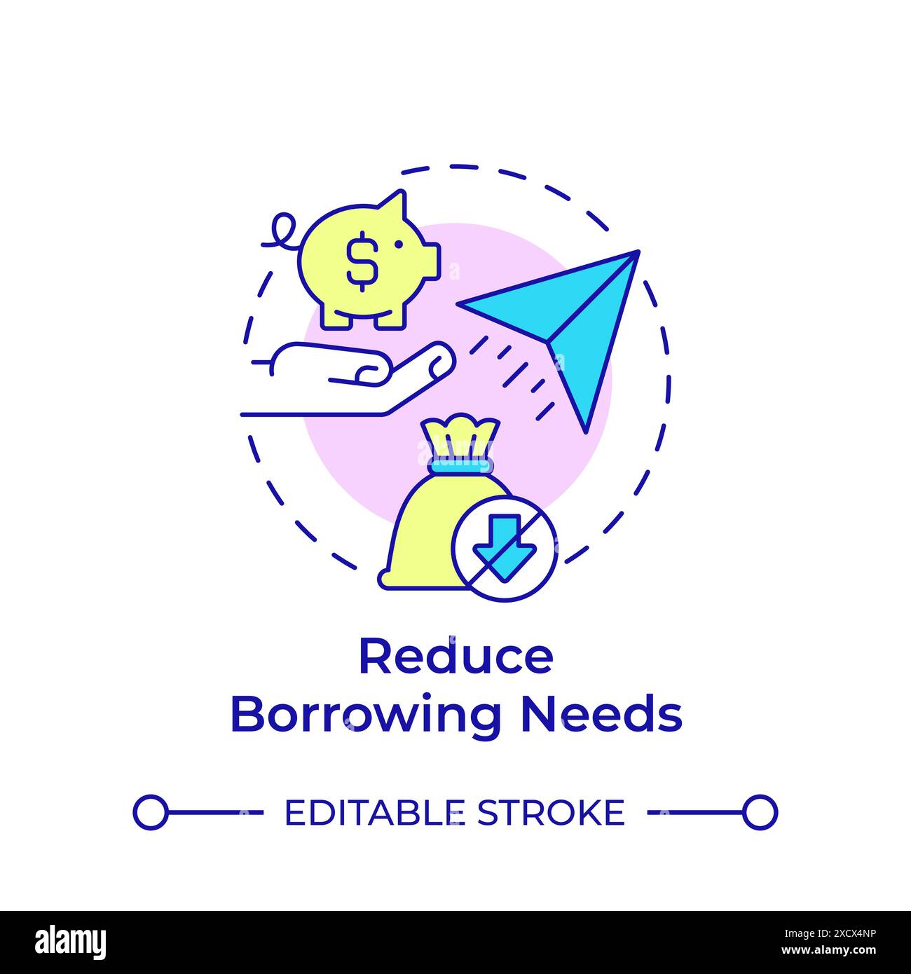 Reduce borrowing needs multi color concept icon Stock Vector Image & Art - Alamy