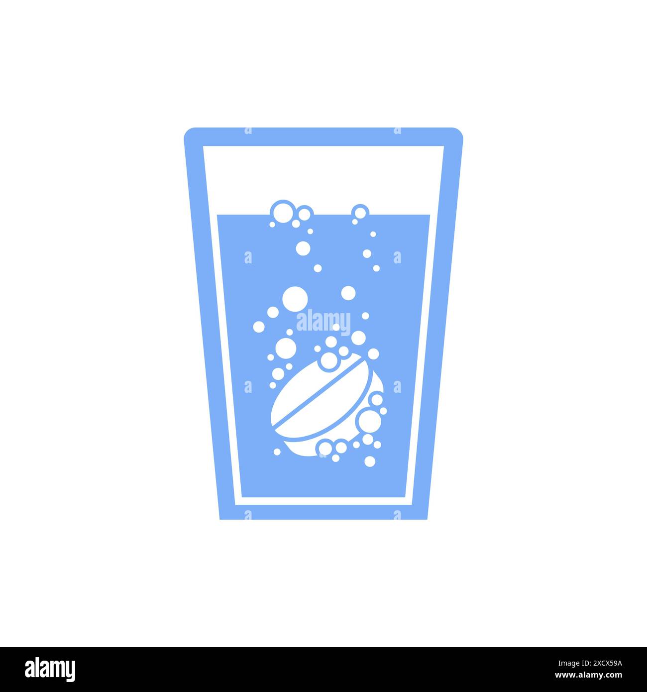 The effervescent tablet dissolves in the glass. Soluble medicine ...