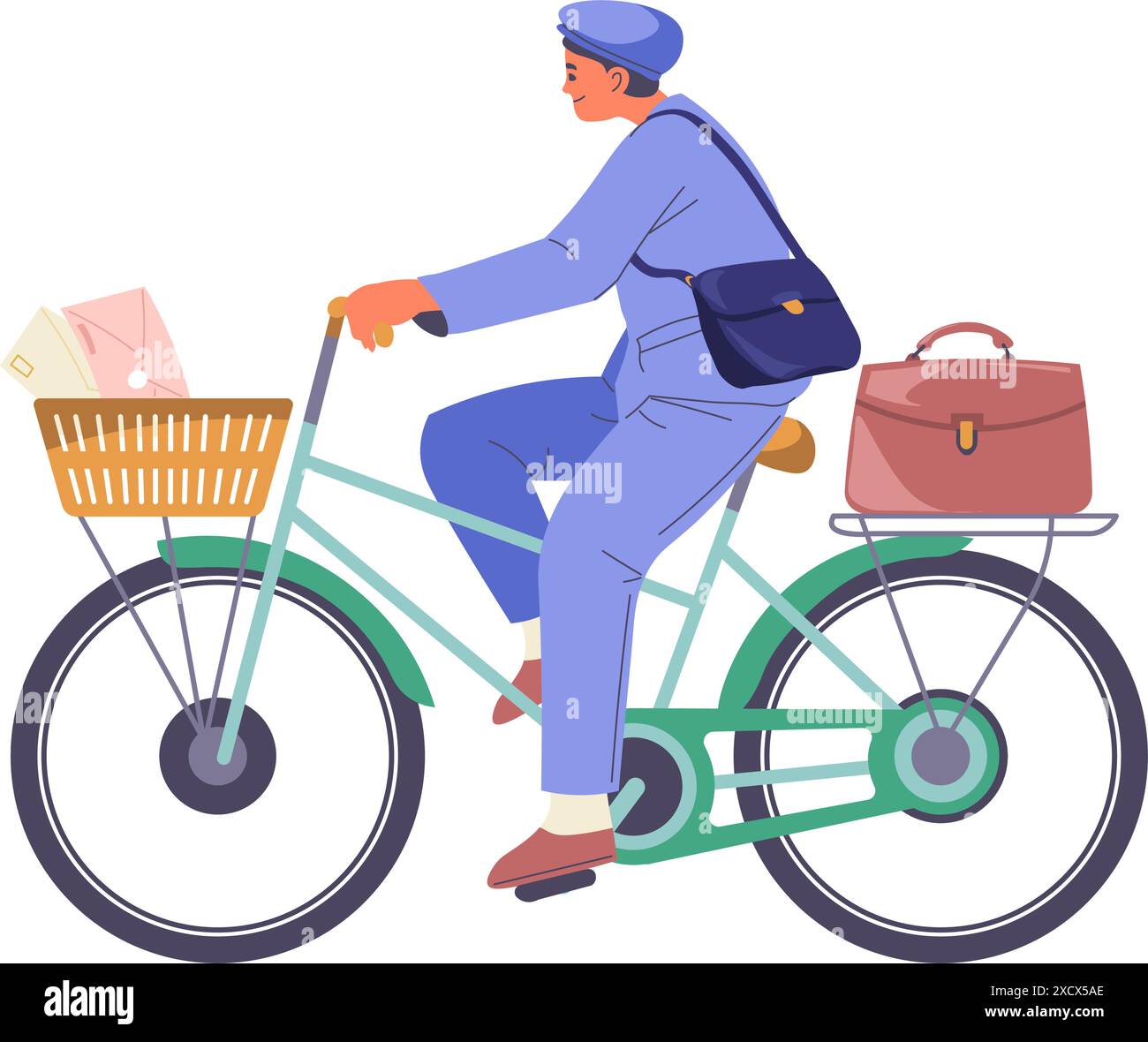 Postman on Bicycle Illustration vector Stock Vector Image & Art - Alamy