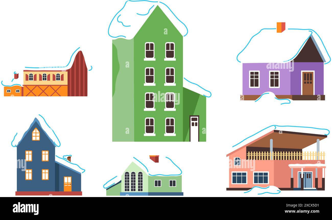 Winter Houses Vector Collection illustration Stock Vector Image & Art ...