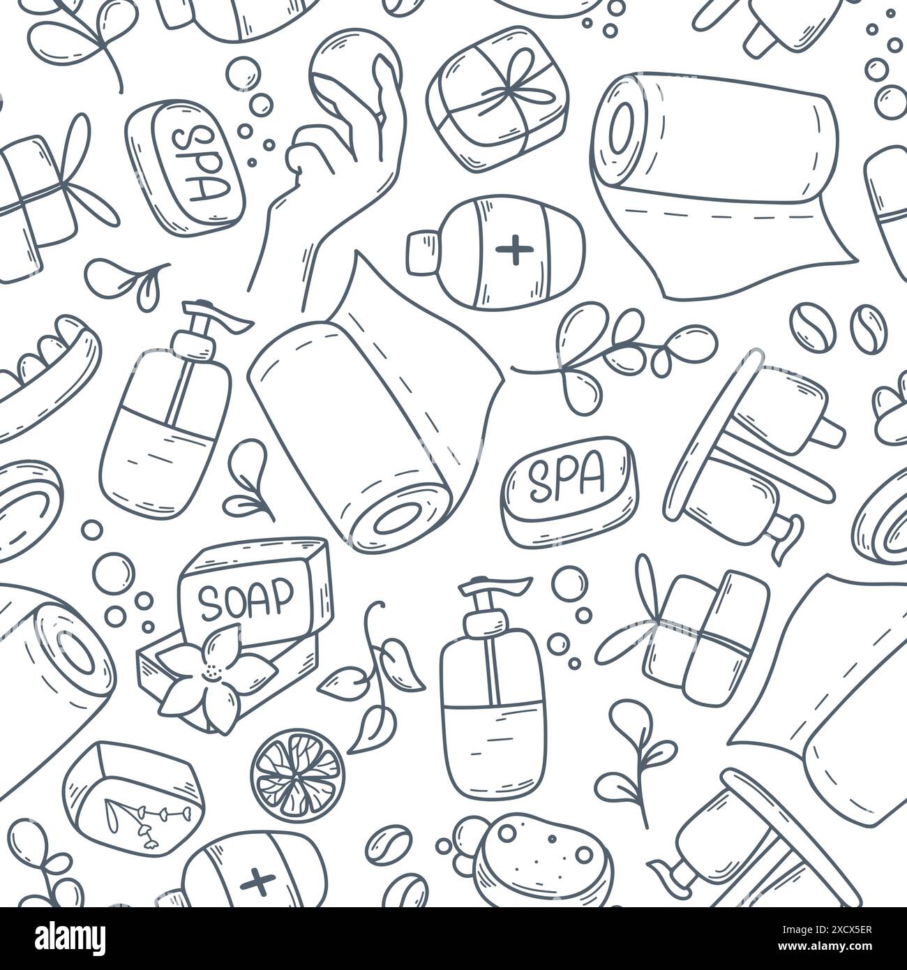 Hand Drawn Seamless Pattern With Hygiene Items Stock Vector Image And Art