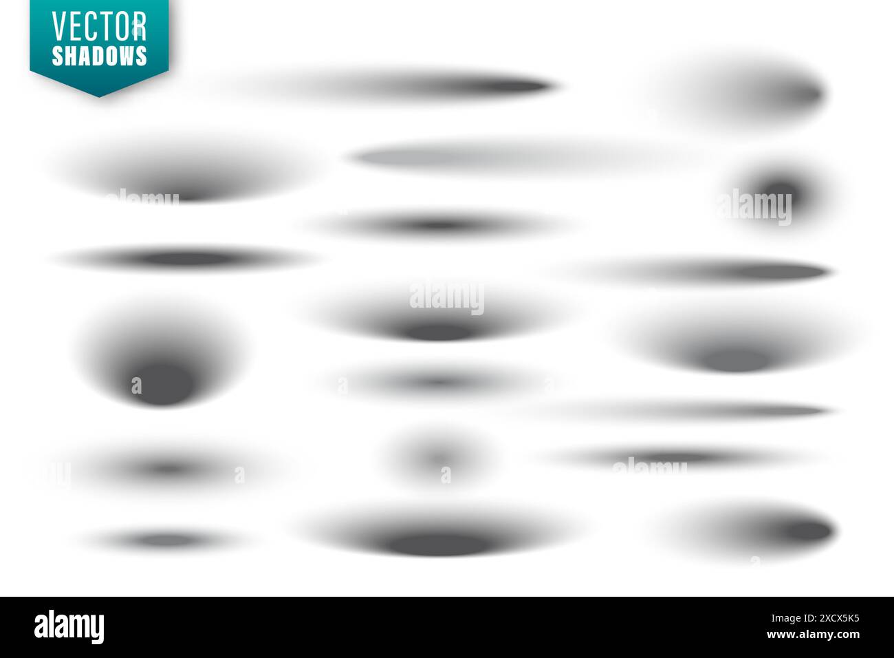 Realistic shadow effect. Round shadows collection isolated on white ...