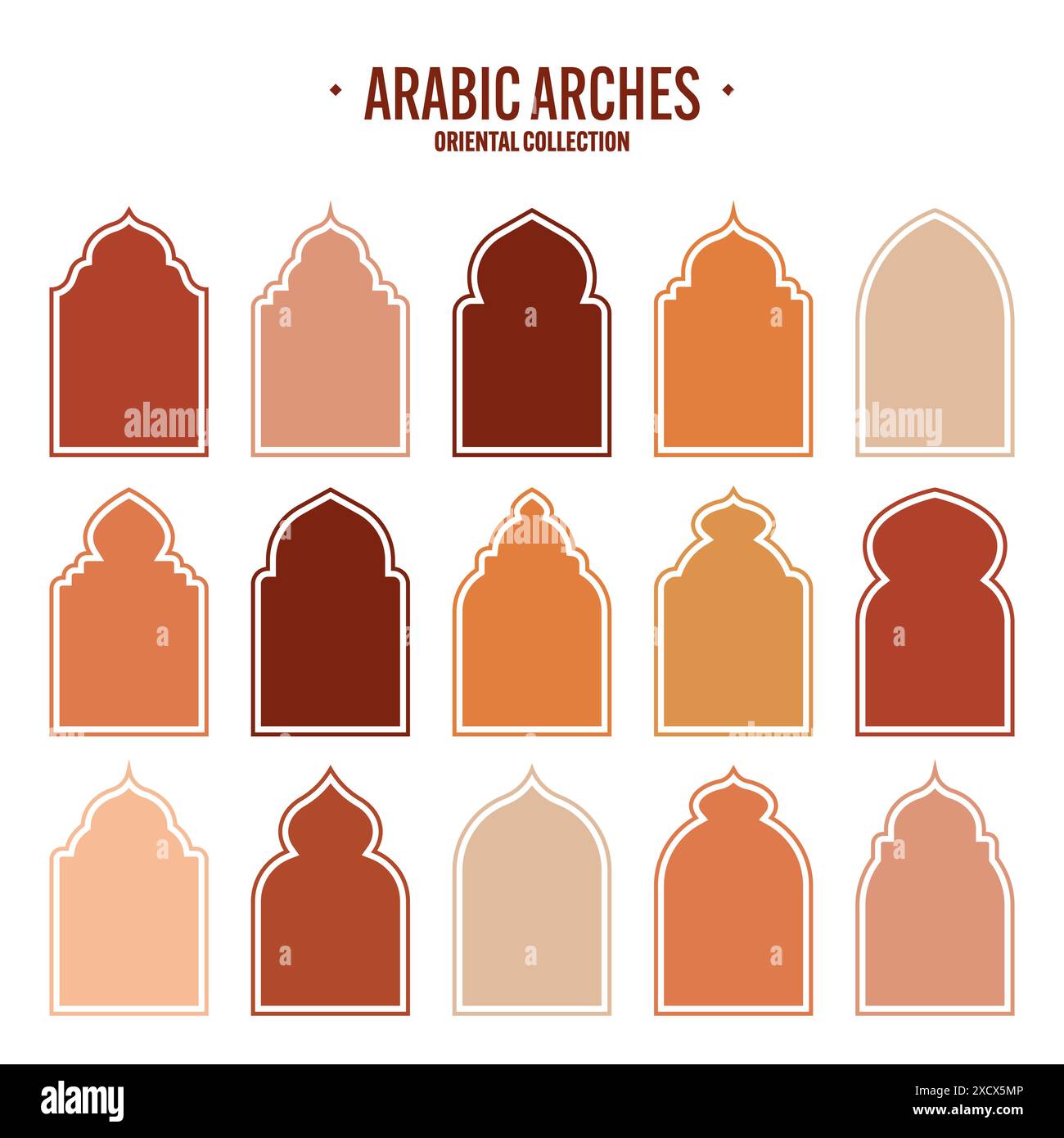 Islamic frames, oriental style objects. Arabic shapes, windows and ...