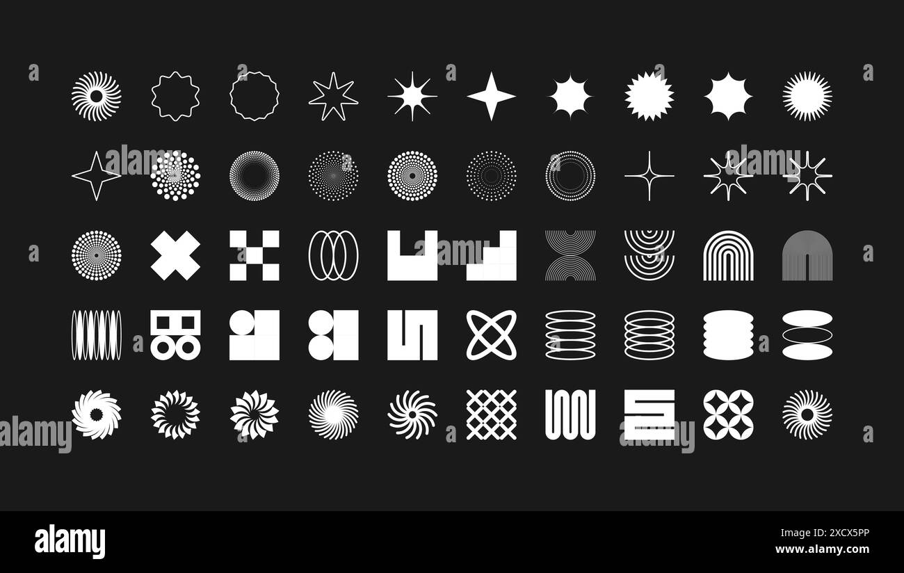 Brutalist geometric shapes, modern symbols. Simple primitive elements ...