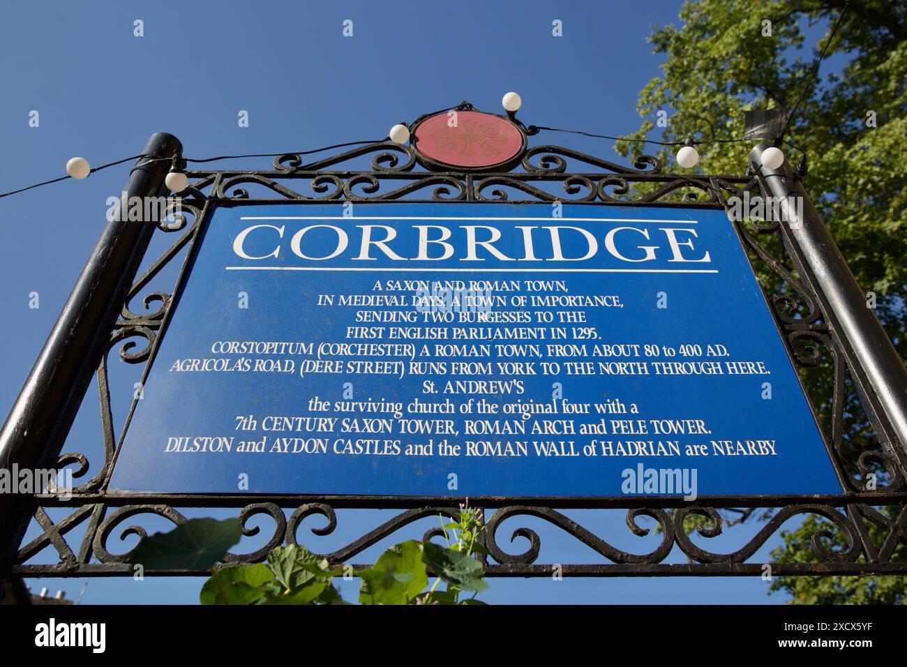 Corbridge in Northumberland. This sign is in Market Place by the Vicar ...