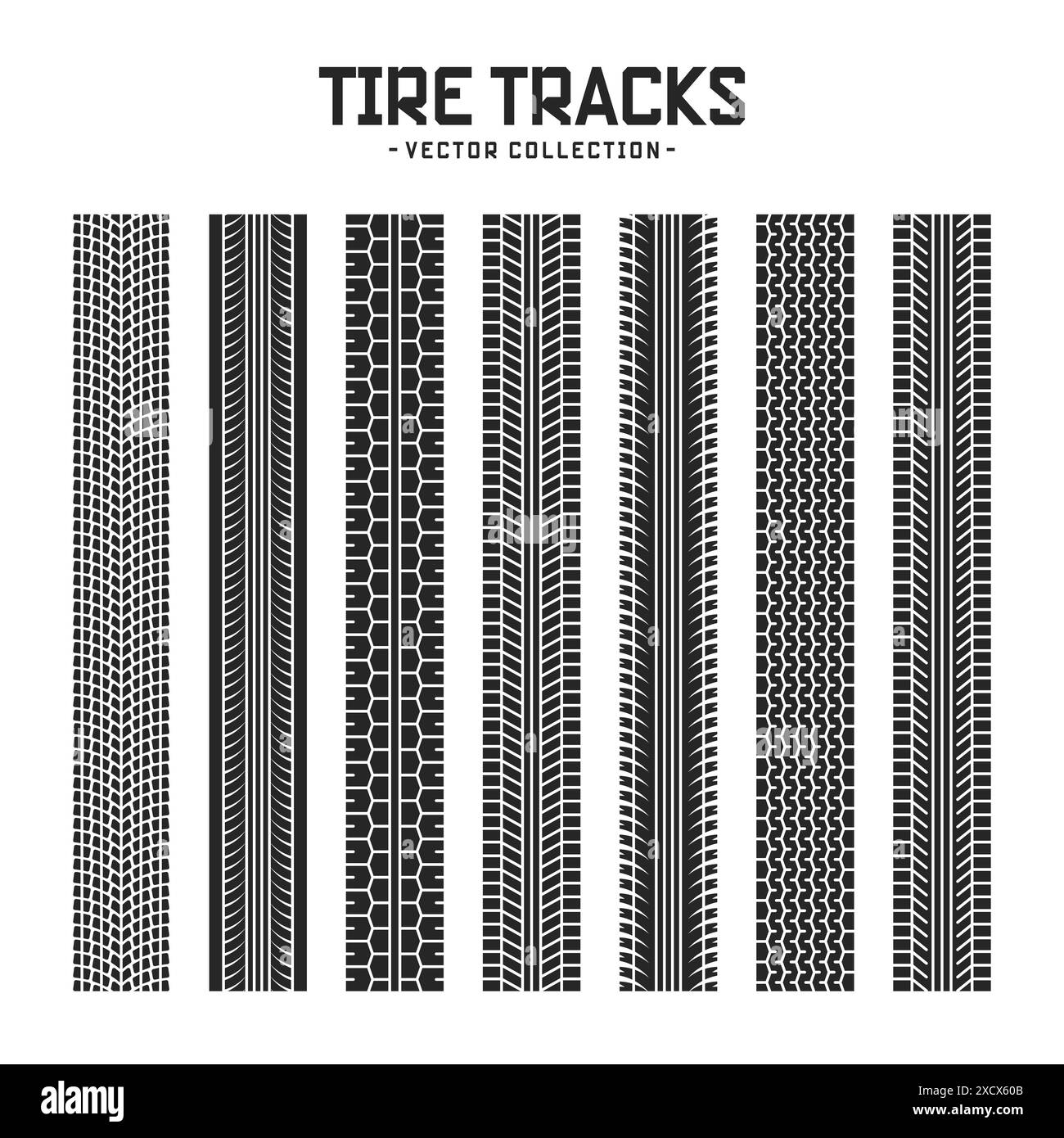 Tire tracks, wheel braking marks. Truck, car or motorcycle tread ...