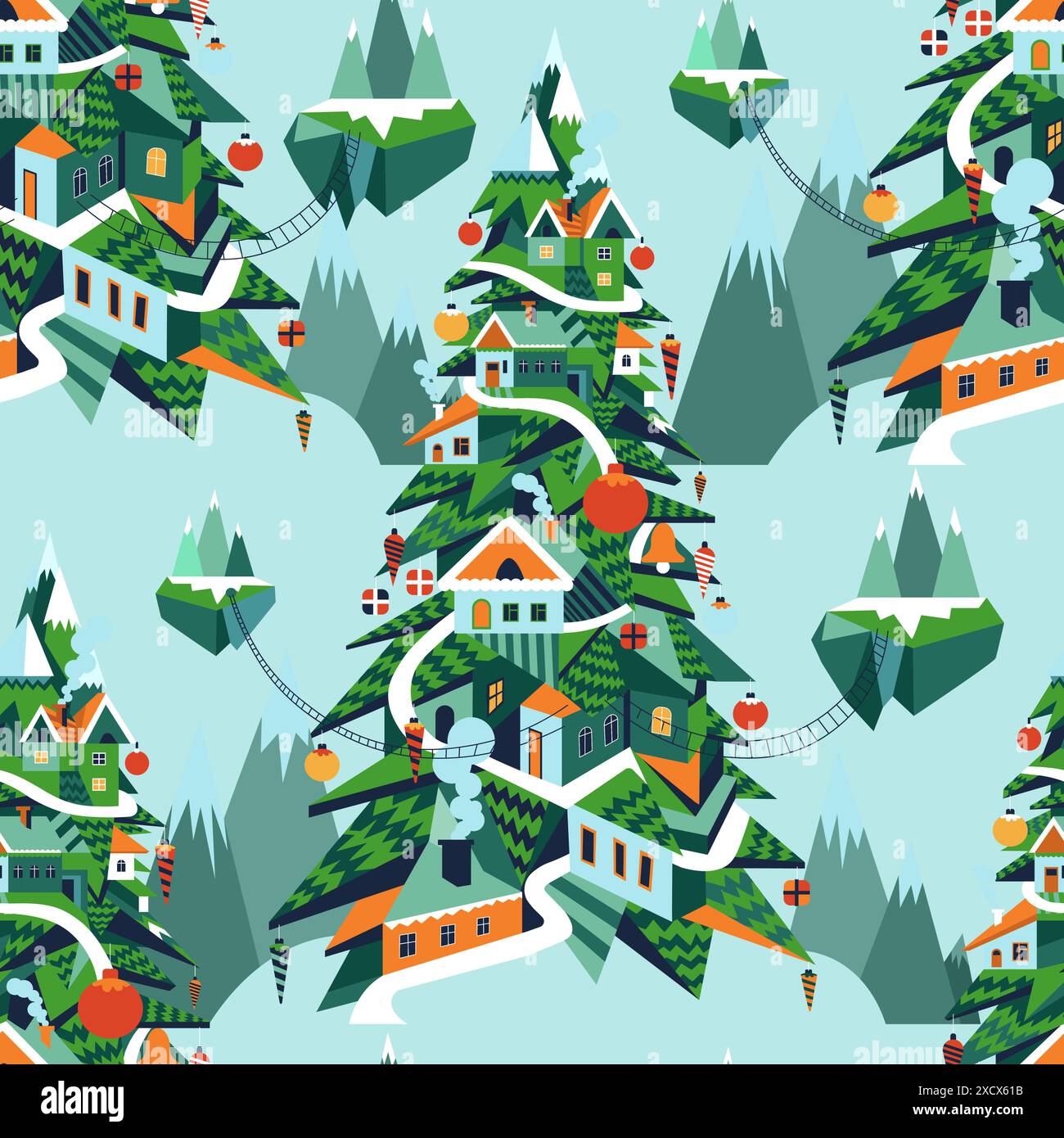 Christmas village decorations Stock Vector Images - Alamy